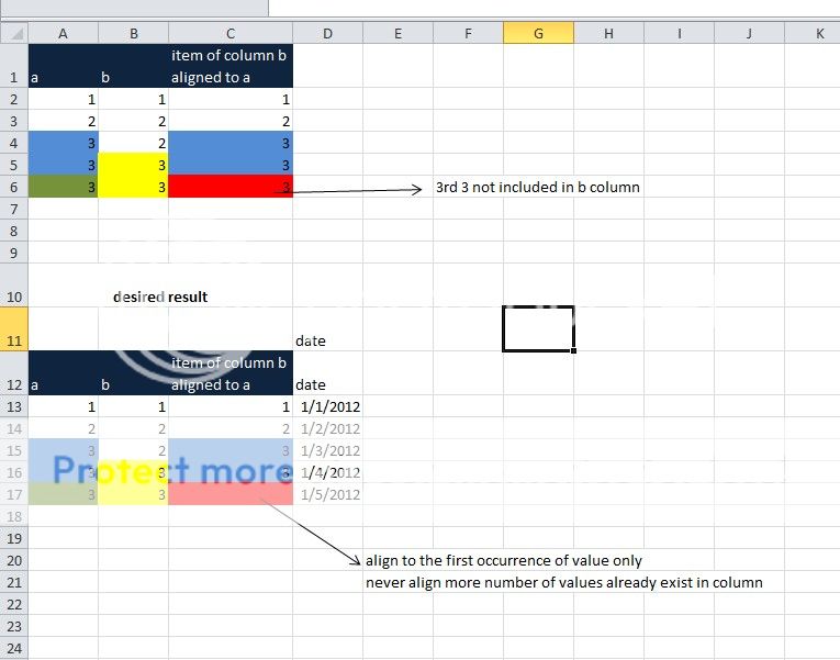 align matching cells column A and B